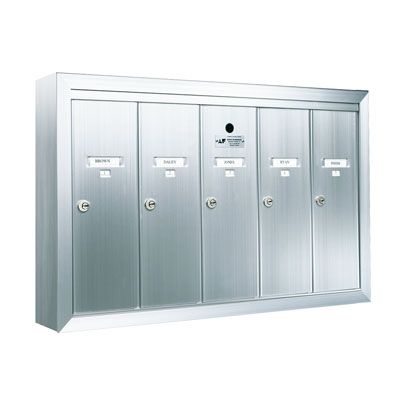 5 Compartment Surface Mount Mailboxes - Anodized Aluminum