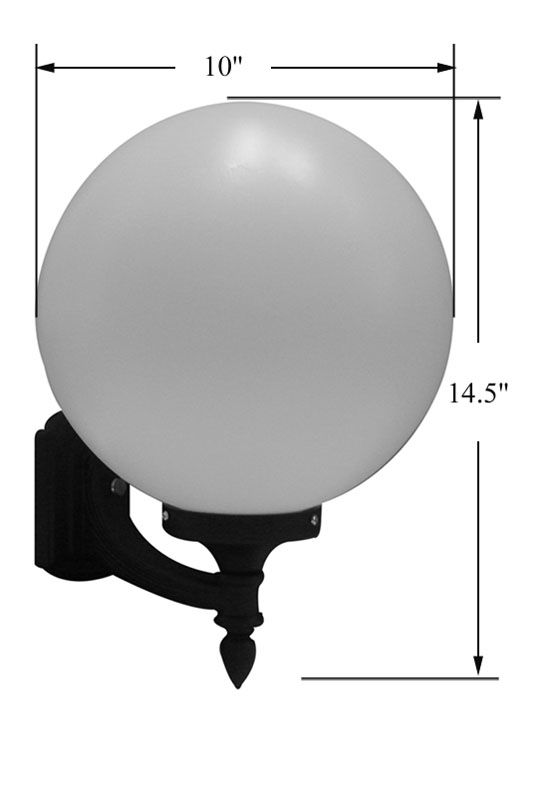 White Acrylic Sphere Wall Mount Light- 10 inch