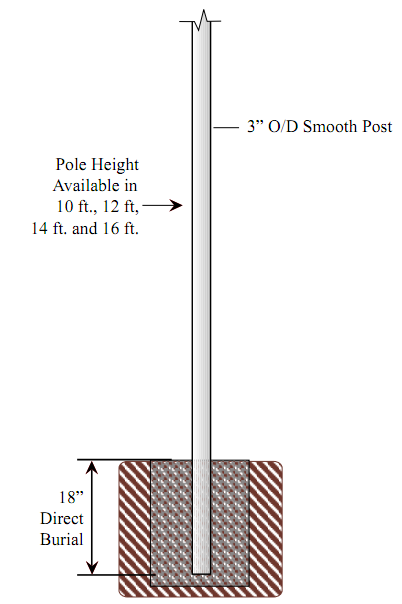 7 foot Smooth Aluminum Direct Burial Post with Photo Contol -390