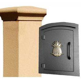 Security Locking Stucco Column Mailbox with Pineapple Emblem