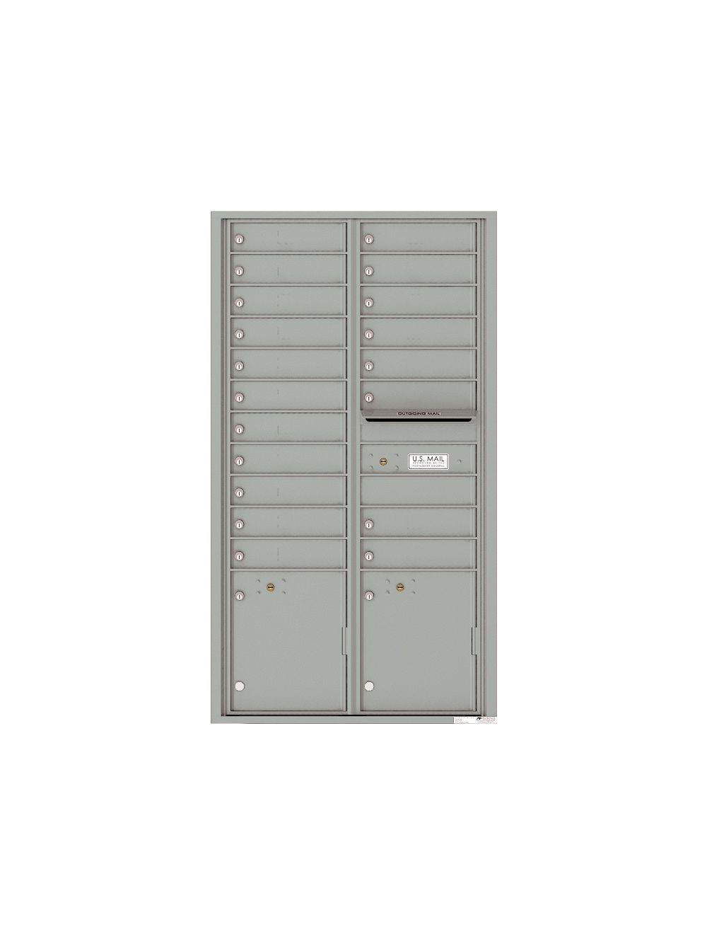 Mailbox with 19 Tenant Compartments and 2 Parcel Lockers