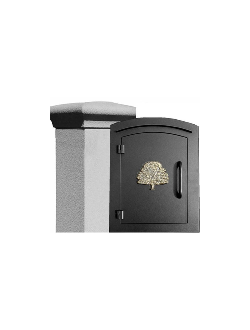 Security Locking Stucco Column Mailbox with Oak Tree Emblem