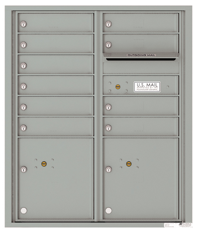 Mailbox with 10 Tenant Compartments and 2 Parcel Lockers
