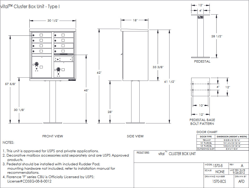 8 Door Cluster Mailbox - USPS Approved
