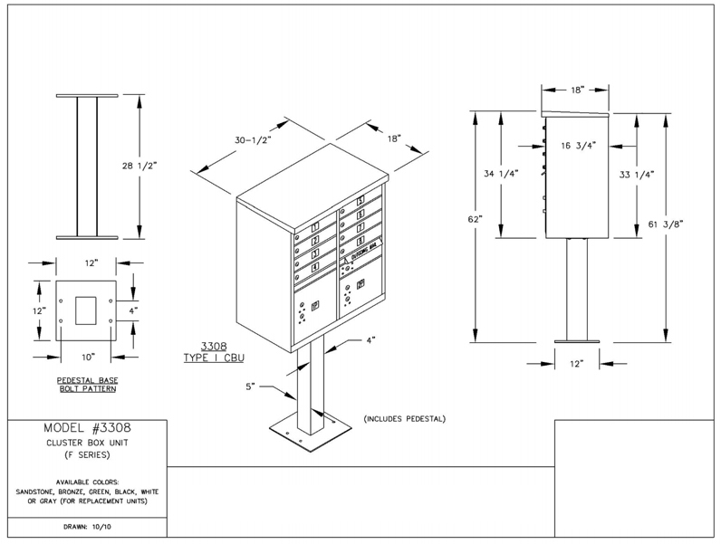 Salsbury 3308-U 8 Door Cluster Mailbox - USPS Approved