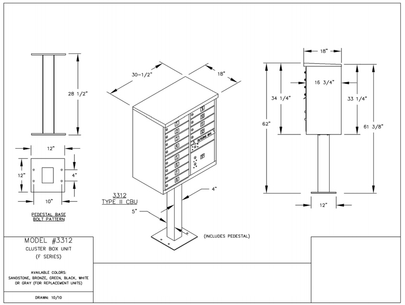 Salsbury 3312-U 12 Door Cluster Mailbox - USPS Approved