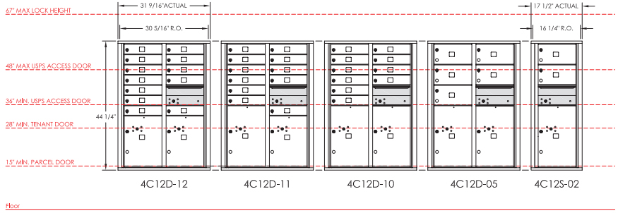 4C Horizontal Mailbox with 22 Tenant Doors and Outgoing Mail Slot ...